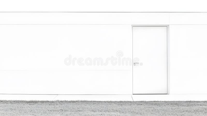 Minimalist White Wall with a Single Door Stock Image - Image of colors ...
