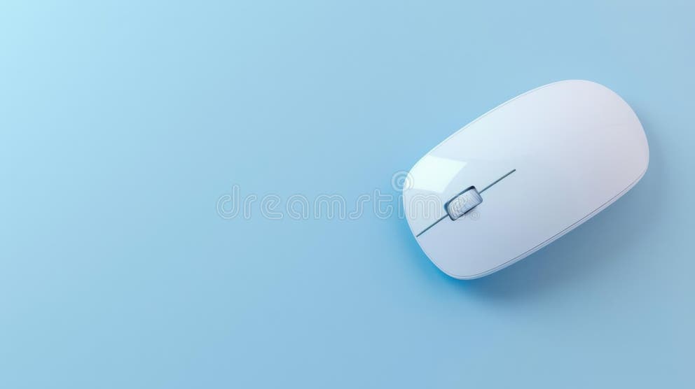 Minimalist White Wireless Mouse Light Blue Background Modern Office Use ...