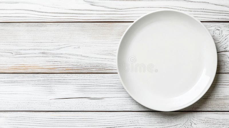 Minimalist White Wooden Background with Empty Oval Plate Stock ...