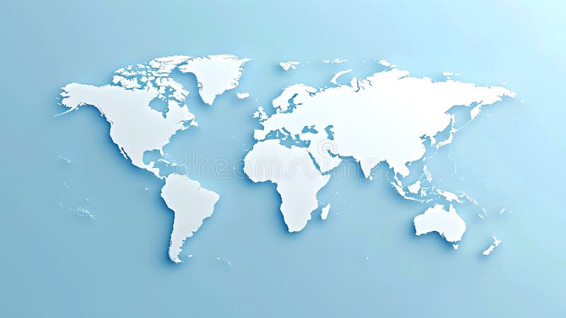 Simplified World Map Representation on a Blue Background. Minimalistic ...