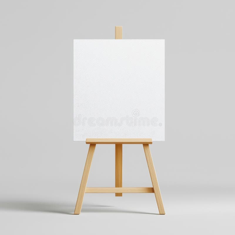 Minimalist Whiteboard on Wooden Easel in 3D Style Stock Illustration ...