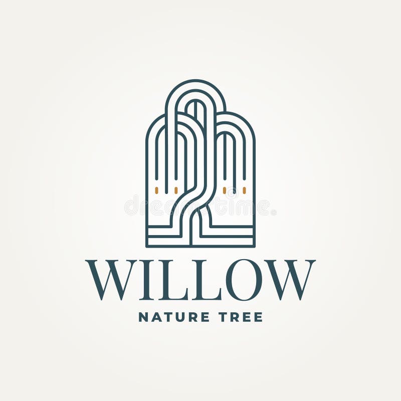 Minimalist Willow Tree Line Art Icon Logo Vector Illustration Design ...