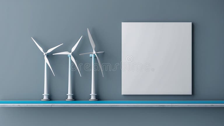 Minimalist Wind Turbine Models on Shelf Stock Illustration ...