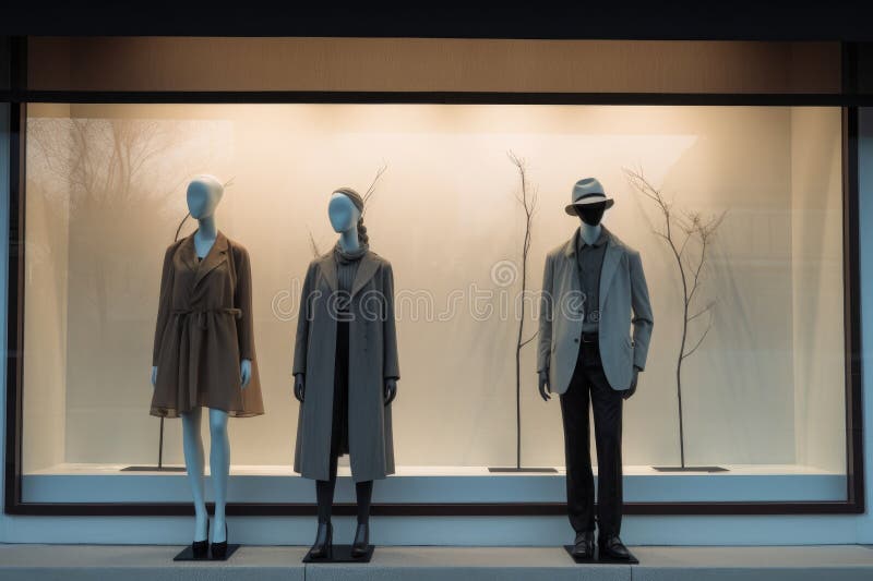 Two Outfits on Mannequins in a Store Display: Skirts and Shirts, AI ...