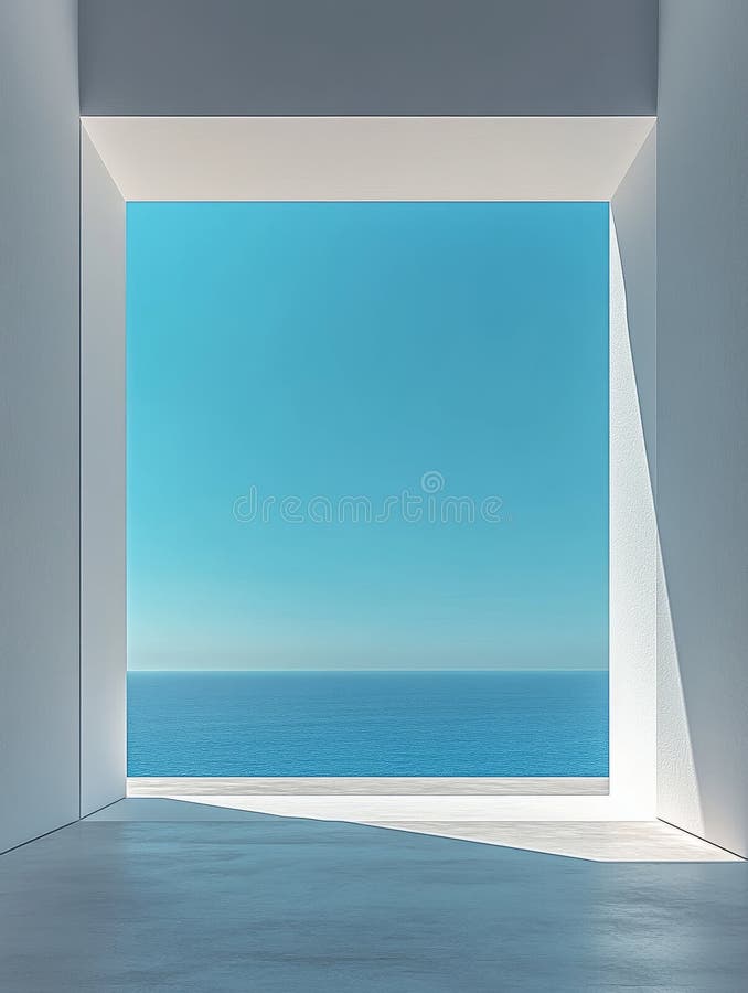 Minimalist Window View of Sea and Blue Sky. Stock Photo - Image of ...