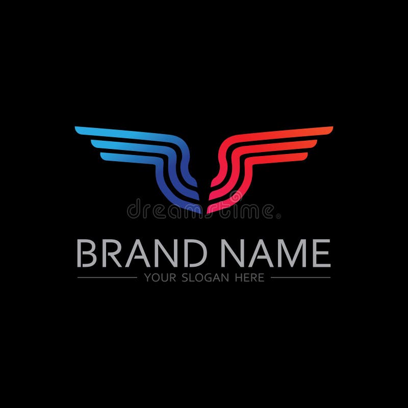 Minimalist Wing Symbol in Vector Format with Black Backdrop Stock ...