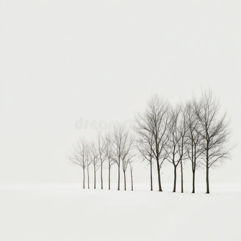 Minimalist Winter Tree Line Stock Illustration - Illustration of frozen ...