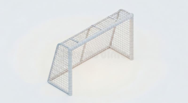 Isometric View Presents a Minimalist Wireframe Rendering of a Soccer ...