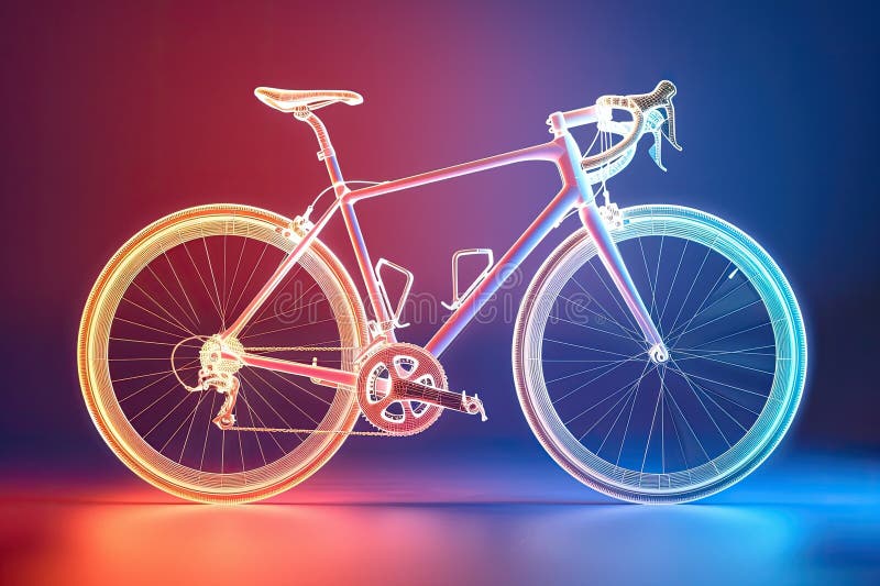 Minimalist Wireframe White Bicycle Frame on Bold Color Background ...