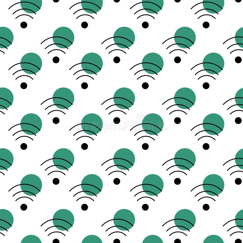 Minimalist Wireless Signal with Green Circle on it Seamless Pattern ...