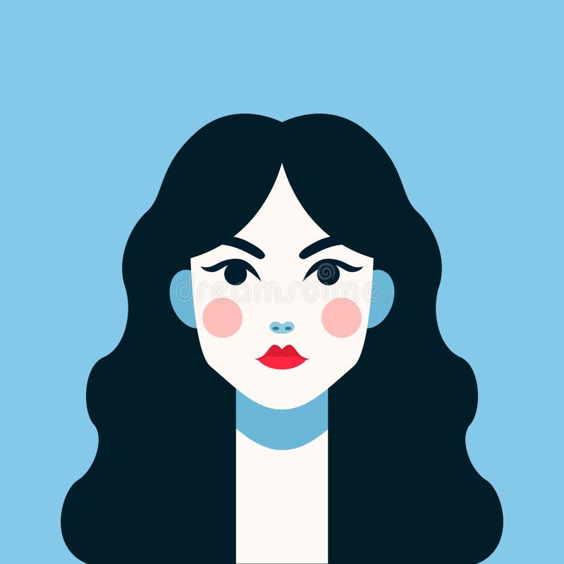 Minimalist Woman Portrait. Flat Design Style. Female Face Avatar ...