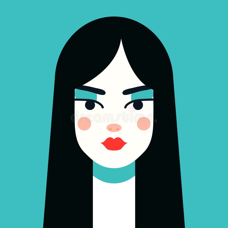 Minimalist Woman Portrait. Flat Design Style. Female Face Avatar ...