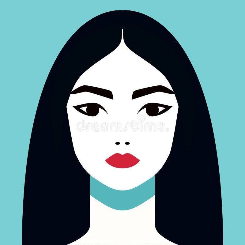 Minimalist Woman Portrait. Flat Design Style. Female Face Avatar ...