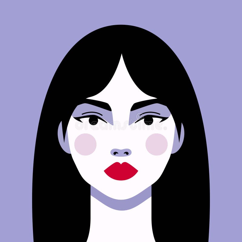 Minimalist Woman Portrait. Flat Design Style. Female Face Avatar ...