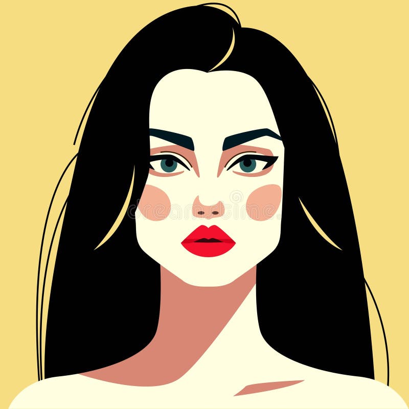 Minimalist Woman Portrait. Flat Design Style. Female Face Avatar ...