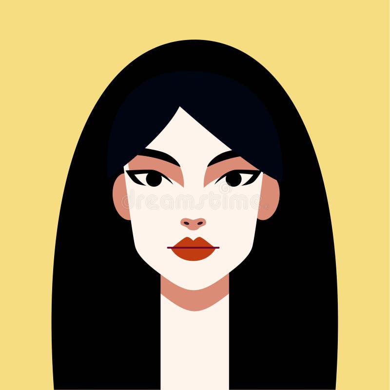 Minimalist Woman Portrait. Flat Design Style. Female Face Avatar ...