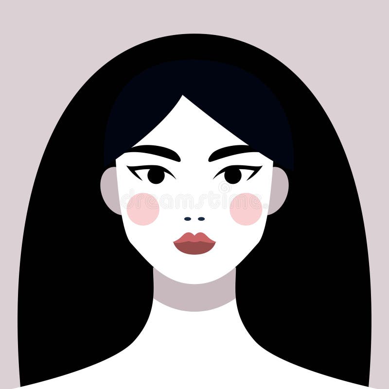 Minimalist Woman Portrait. Flat Design Style. Female Face Avatar ...