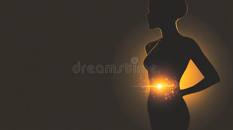 Minimalist Woman S Outline with a Glowing Core in the Torso, Showcasing ...