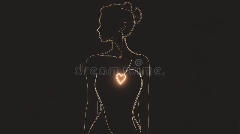 Minimalist Woman Silhouette with a Glowing Core in the Torso ...