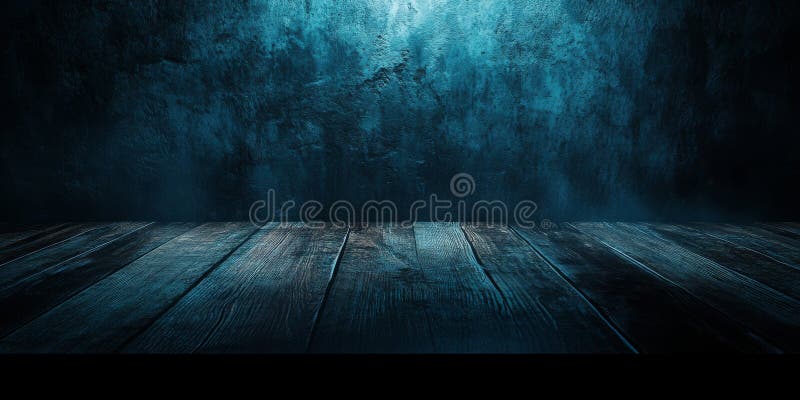 Minimalist Wooden Backdrop Under Soft Blue Lighting with Atmospheric ...