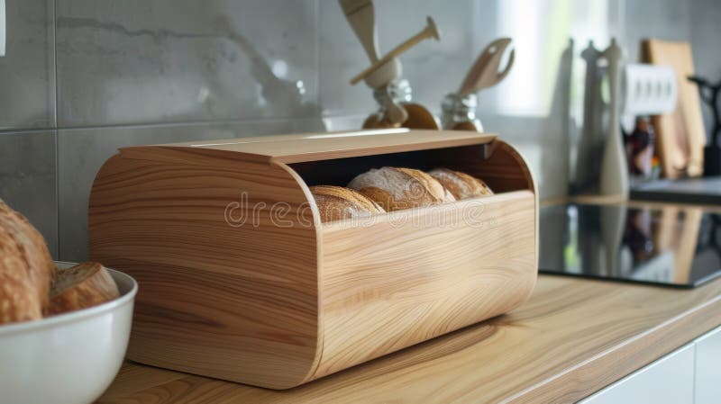 Minimalist Wooden Bread Box Stock Illustration - Illustration of ...