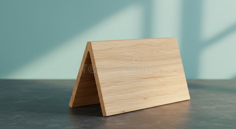 Minimalist Wooden Display Stand with Light and Shadow on Light Blue ...