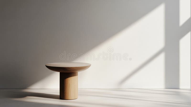 Minimalist Wooden Display Stand with Sunlight Shadow Stock Illustration ...