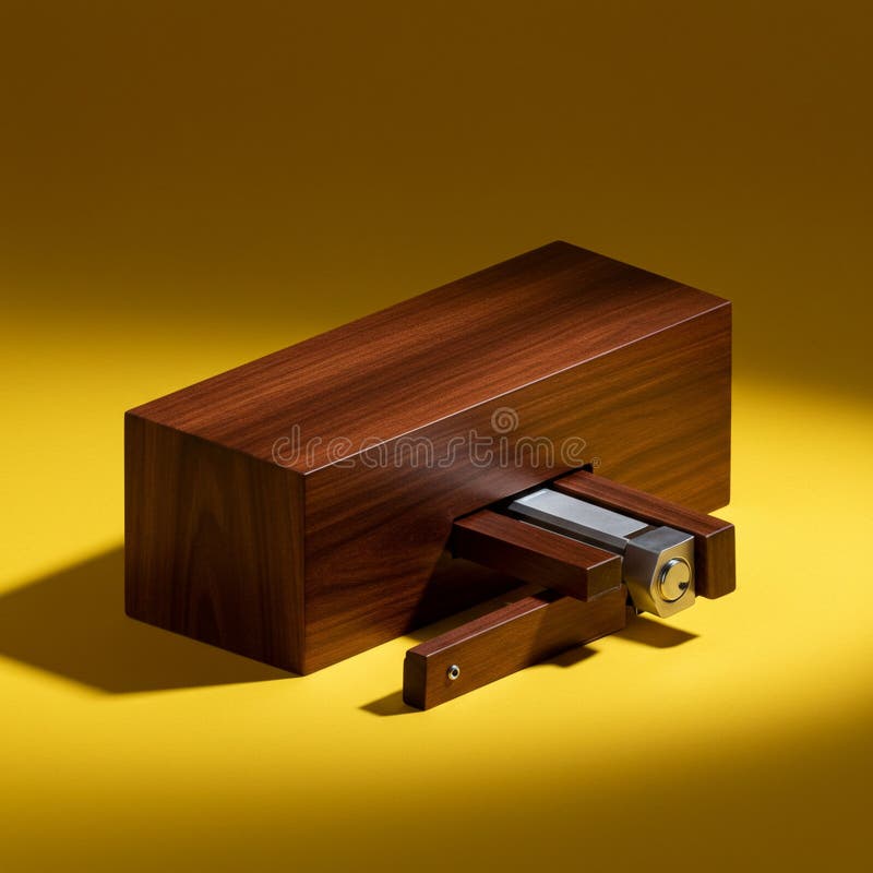 A Minimalist Wooden Object with a Rectangular Block Design and Smooth ...