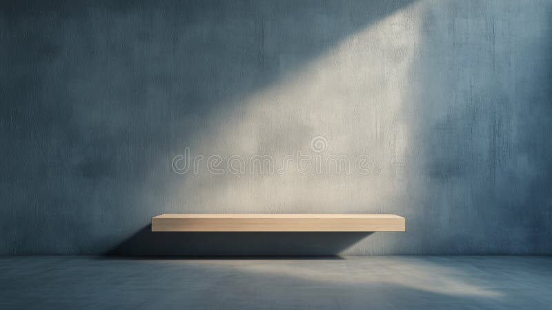 Minimalist Wooden Shelf Casting Shadow in Modern, Empty Room Stock ...