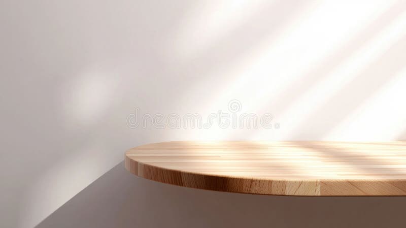 Minimalist Wooden Table with Soft Light Stock Illustration ...