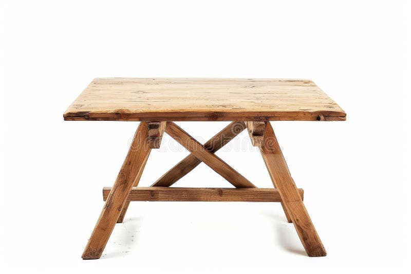 Minimalist Wooden Table on White Background Stock Illustration ...