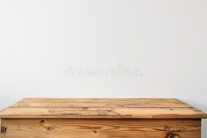 Minimalist Wooden Table on White Background Stock Illustration ...