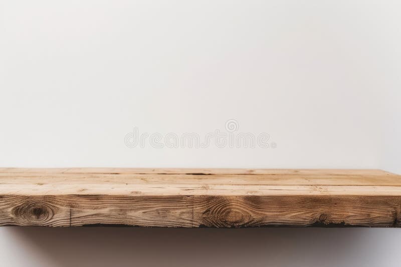 Minimalist Wooden Table on White Background Stock Illustration ...
