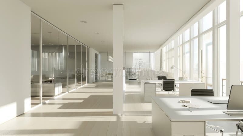 Minimalist Work Area with Open Floor Plan for Flexibility Stock ...