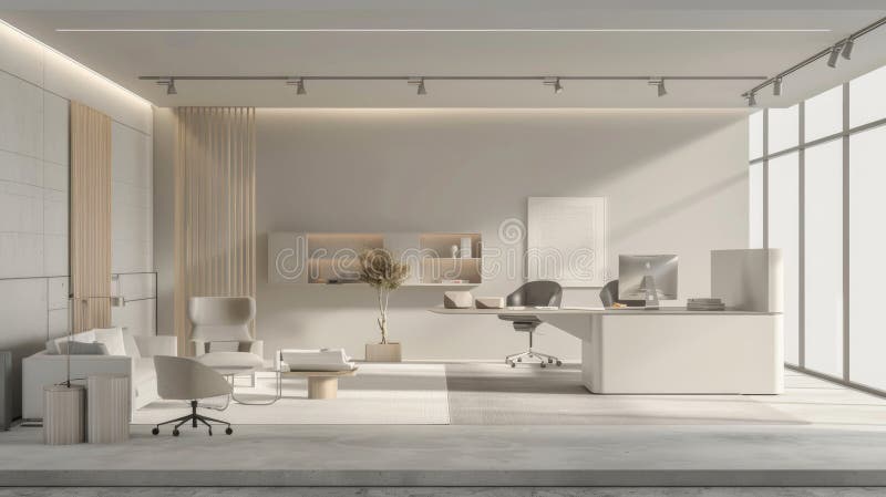 A Minimalist Work Environment with Neutral Color Scheme Stock ...