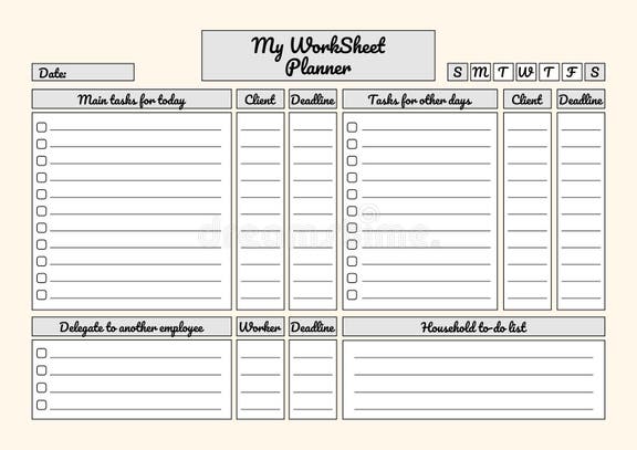 Minimalist Work and Household Planner Template Stock Vector ...