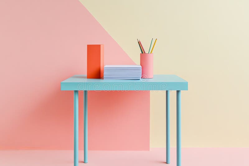 A Minimalist Work Table with a Single Stack of Paper and a Pastel Pen ...