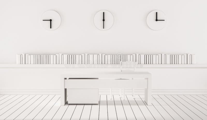 Minimalist Working Space with Three Different Time Zone Clocks on Wall ...
