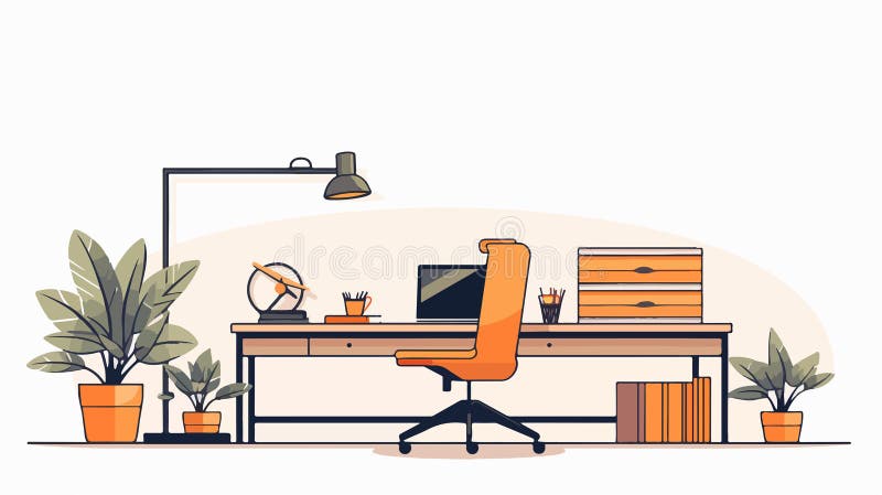 Minimalist Workspace Clean Lines Flat Design Vector Stock Vector ...