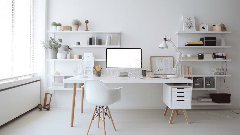 Minimalist Workspace with Clean Lines. Generative AI Stock Illustration ...