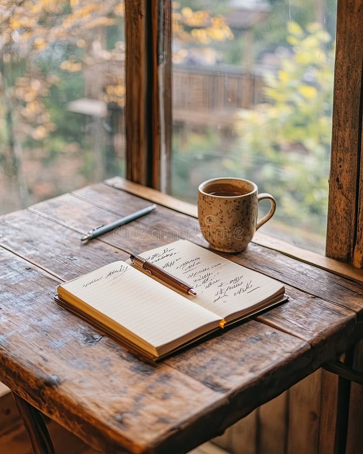 Minimalist Workspace with Coffee and a Notebook Invites Quiet ...