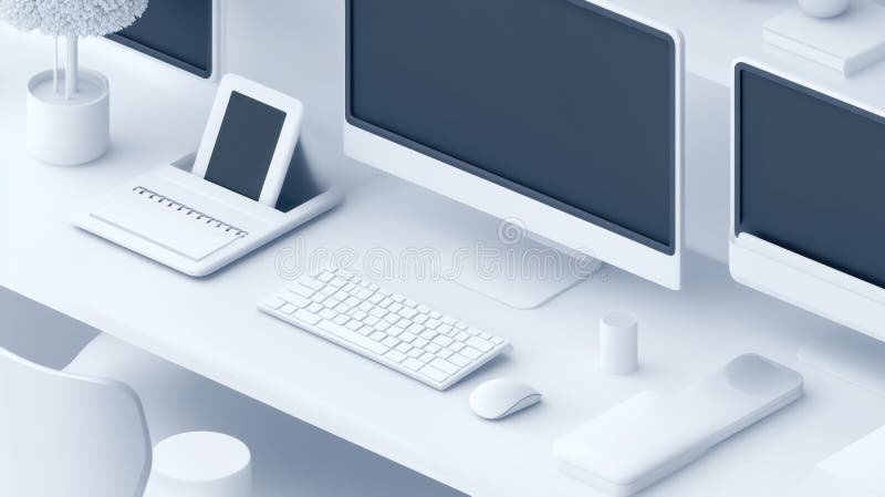 Monochrome Workspace with Modern Tech Gadgets and Sleek Design, AI ...