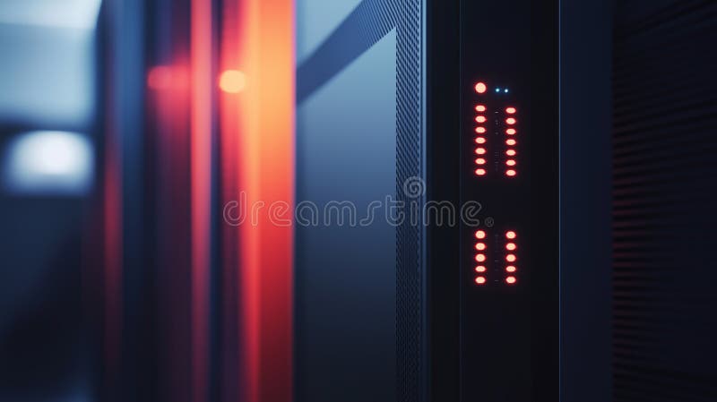 Minimalist Workspace Features Sleek Black AI Device with Bold Red ...