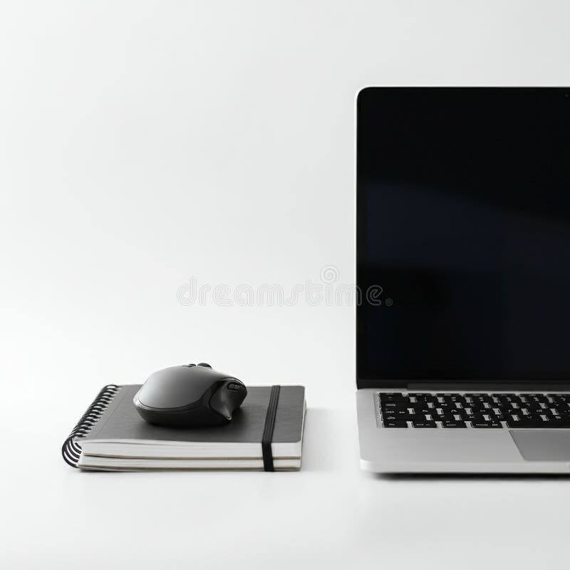 A Minimalist Workspace Featuring a Sleek Laptop with a Closed Lid on a ...