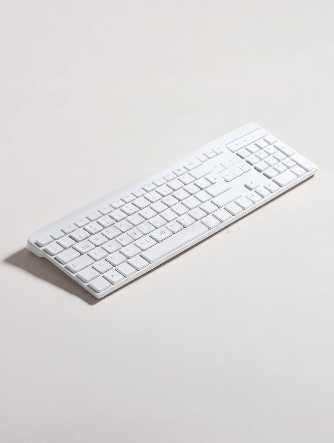 Minimalist Workspace Featuring a Sleek White Keyboard and Neutral ...
