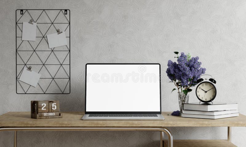 Minimalist Workspace with a Laptop Mockup on a Table in a Minimal ...