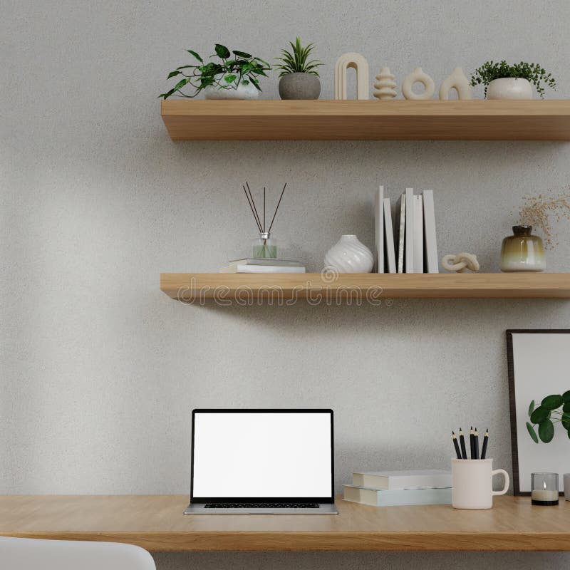 Minimalist Workspace with a Laptop Mockup on a Table in a Minimal ...