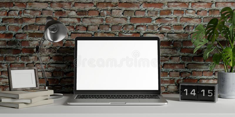 Minimalist Workspace with a Laptop Mockup on a Table in a Minimal ... Minimalist Workspace with a Laptop Mockup on a Table in a Minimal ...
