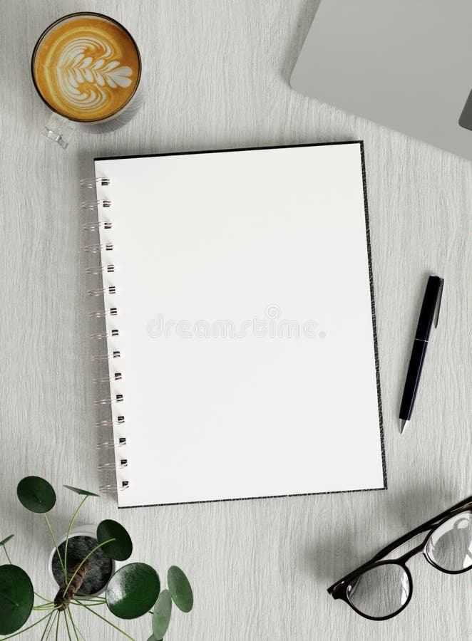 Minimalist Workspace with Notebook and Coffee 3D Render Stock ...