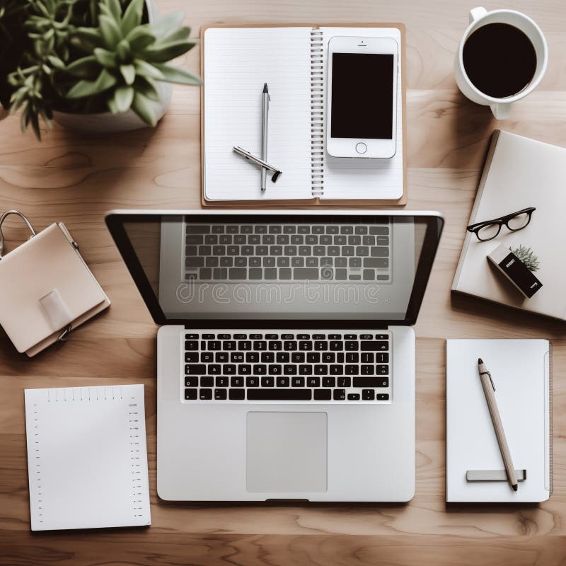 Minimalist Workspace: Productive Desk Setup Stock Illustration ...